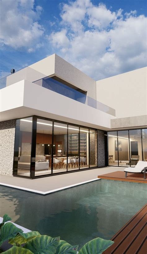 Área Comum De Uma Linda Casa Com Piscina Lareira E área Gourmet