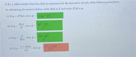 Solved If F Is A Differentiable Function Find An Expression