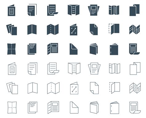 Brochure Line Icon Set Flyer Leaflet Catalog Booklet Magazine And