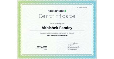 Abhishek Pandey On Linkedin Hackerrank Skill Certificate