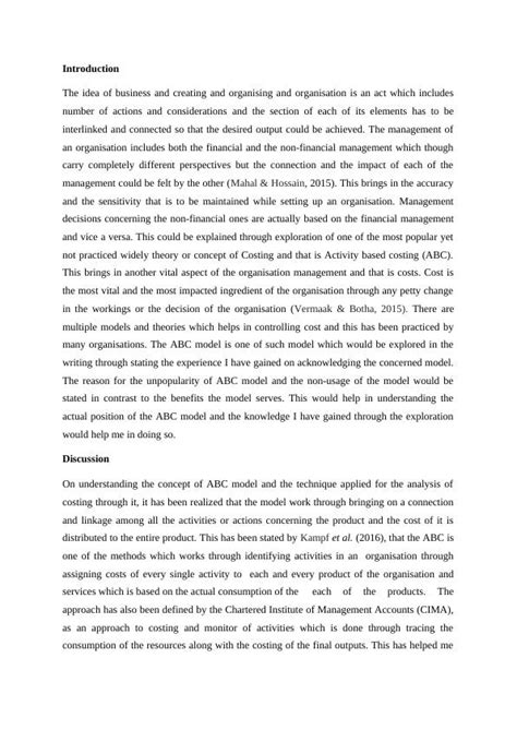 Bx3172 Activity Based Costing Use And Limitations