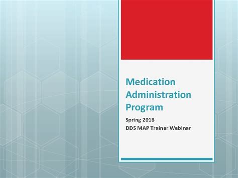 Medication Administration Program Spring 2018 Dds Map Trainer