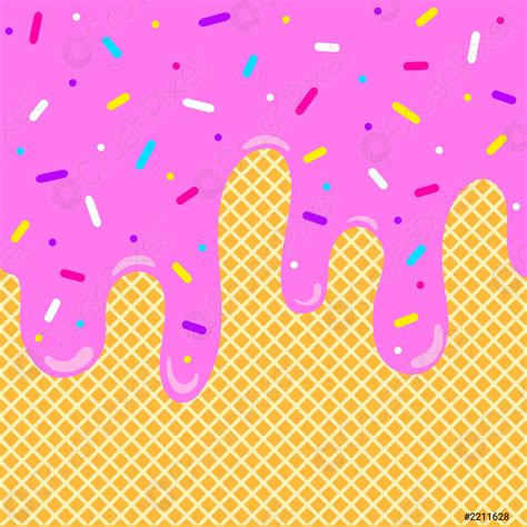 Ice Cream Melted Background With Waffle Or Cone Stock Vector 2211628