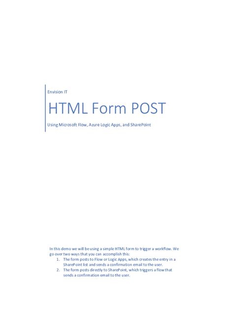 Fillable Online Html Form Post Using Microsoft Flow Azure Logic Apps
