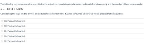 Solved The Following Regression Equation Was Obtained In A