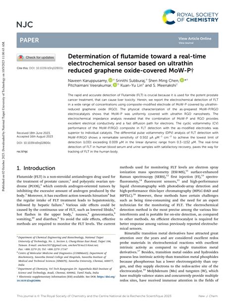 Pdf Determination Of Flutamide Toward A Real Time Electrochemical Sensor Based On Ultrathin