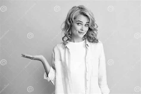 Woman Point At Copy Space Showing Copyspace Pointing Promo Girl
