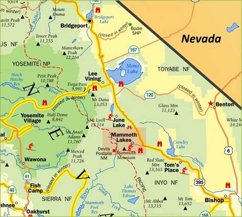 Mammoth Lakes Area Tourist Map