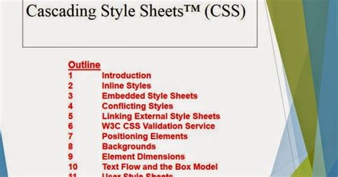 cascading style sheet css ~ free lecture notes and presentations