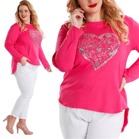 Bluzka Z Sercem Oversize Fuksja Plus Size Cena Opinie Bluzki