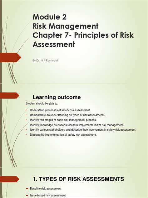 Module 2 Chap 7 Principles Of Risk Assessment 1 Revised Pdf