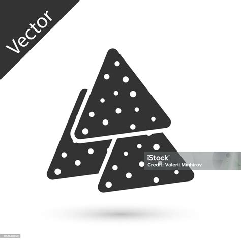 회색 Nachos 아이콘 흰색 배경에 고립입니다 옥수수 칩 또는 나 쵸 토르티야 전통적인 멕시코 패스트 푸드입니다 벡터 일러스트