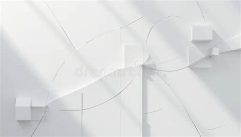 Abstract White Architectural Design Minimalist Geometric Forms And Light Play Stock