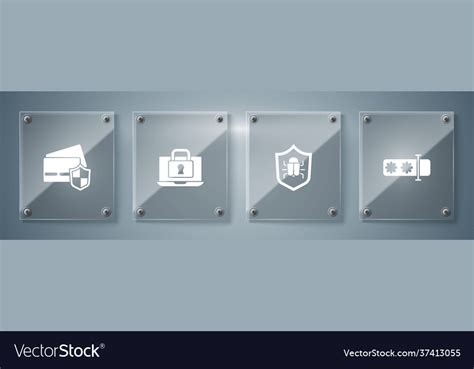 Set Password Protection System Bug Laptop Vector Image
