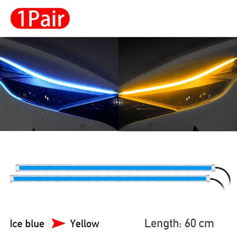 （2 เส้น） ไฟวิ่ง Led ไฟวิ่งกลางวันสองสี ไฟเลี้ยว ไฟสัญญาณ 12v ไฟเลี้ยว
