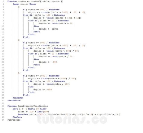 Funciones PSeint Suma De Los Primeros Tres Digitos Tutorias Co