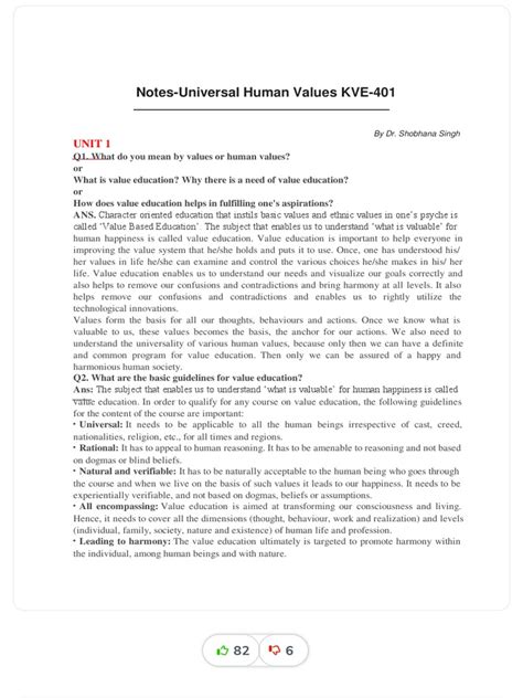 Uhv Best Notes Pdf Thought Pleasure