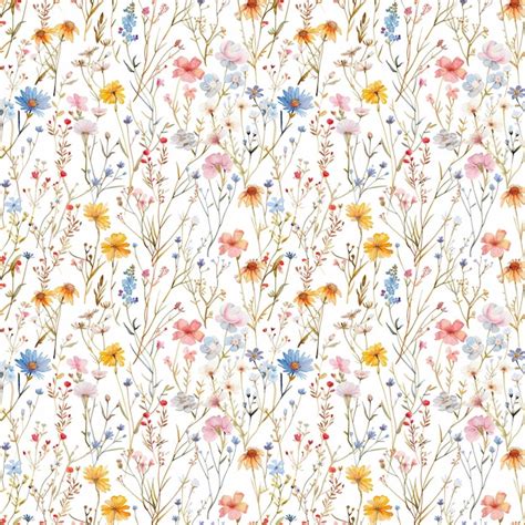 Premium Photo Garden Watercolor Floral Seamless Pattern Hand Painted