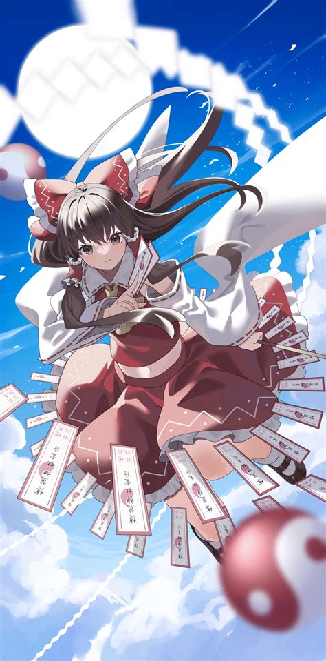 Safebooru 1girl Above Clouds Between Fingers Blurry Bow Brown Eyes