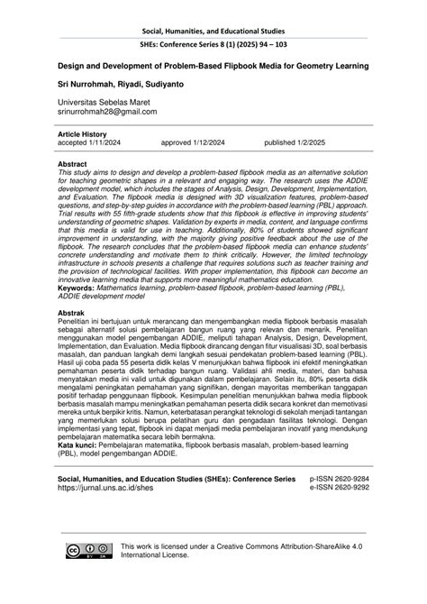 Pdf Design And Development Of Problem Based Flipbook Media For Geometry Learning