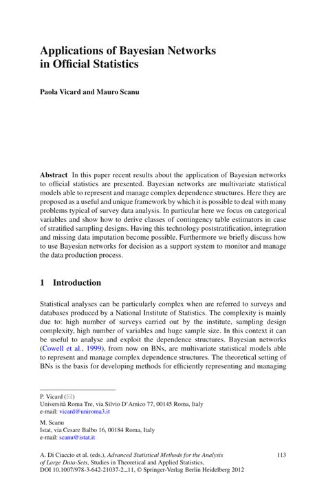 Pdf Applications Of Bayesian Networks In Official Statistics