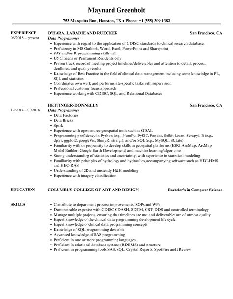 Data Programmer Resume Samples Velvet Jobs