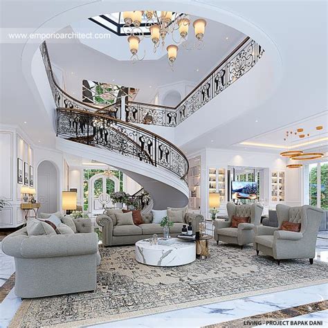 Desain Area Tangga Rumah Klasik 3 Lantai Bapak AE Di PIK Banten