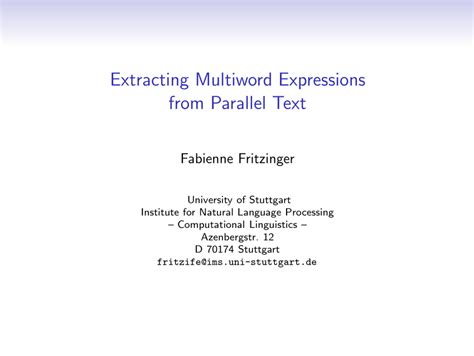 pdf using parallel text for the extraction of german multiword