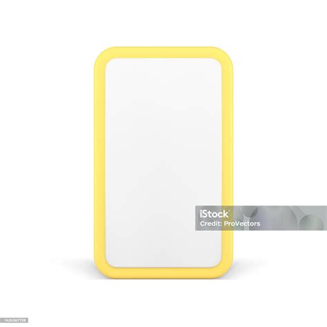 노란색 스마트 폰 빈 화면 인터넷 광고 템플릿 정면보기 현실적인 3d 아이콘 벡터 3차원 형태에 대한 스톡 벡터 아트 및 기타 이미지 3차원 형태 가상현실 고급