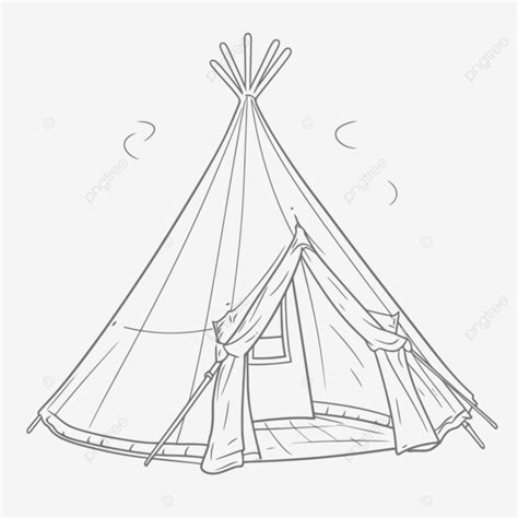 رسم مخطط تفصيلي لصفحة تلوين Teepee المتجه رسم الجناح رسم خاتم الرسم