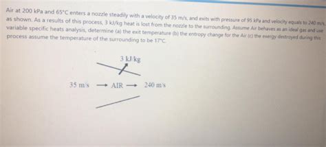 Solved Find Exit Temperature Entropy Change For The Air Chegg Com