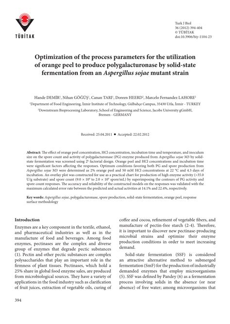 Pdf Optimization Process Parameters For The Utilization Of Orange Peel To Produce