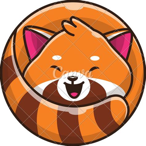 Cute Happy Red Panda Cartoon Vector Illustration