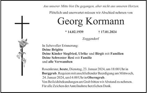 Georg Kormann Traueranzeige Frankende