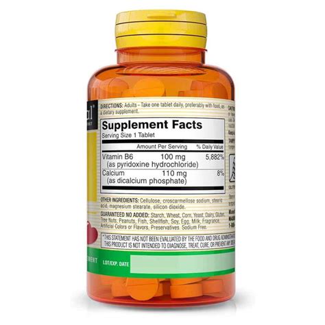 Vitamina B6 100mcg X100 Tabs Mason Natural Venta En Lima Feria Nativa