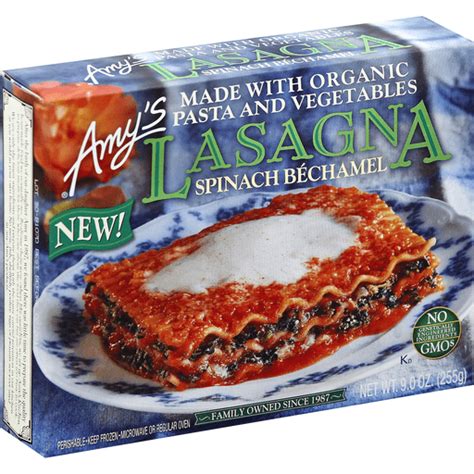 Amys Lasagna Spinach Bechamel Frozen Foods Sun Fresh