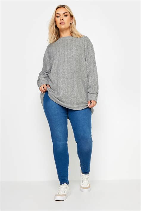 Yours Plus Size Grey Ribbed Soft Touch Jumper Yours Clothing