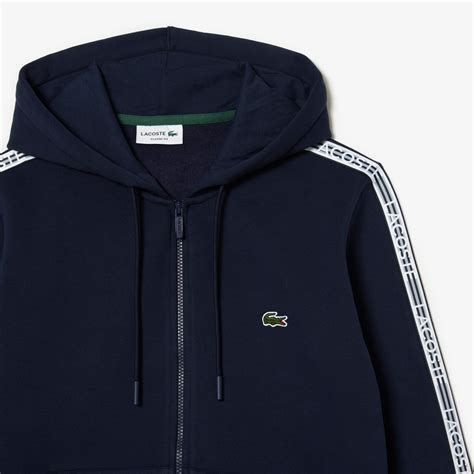 Lacoste Mens Classic Fit Zipped Hoodie With Brand Stripes Sh5065