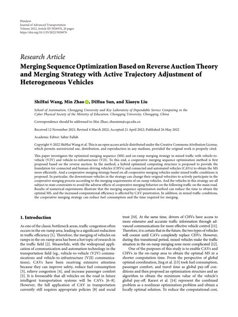 Pdf Merging Sequence Optimization Based On Reverse Auction Theory And