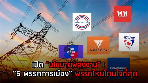 เปิด “นโยบายพลังงาน” “6 พรรคการเมือง” พรรคไหนโดนใจที่สุด Youtube