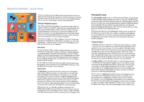 Ocr English Language A Level Research Methods For The Nea
