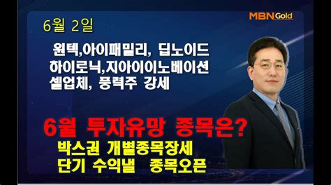 Mbn골드 조기준 Hint 수익률 60 돌파 셀업체 풍력주 강세 6월 투자유망 종목은 Youtube