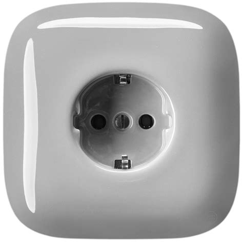 Square Porcelain Wall Socket Schuko Grey Dyke And Dean