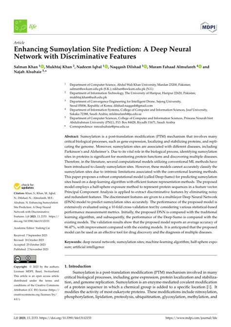 Pdf Enhancing Sumoylation Site Prediction A Deep Neural Network With Discriminative Features