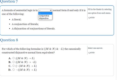 Question A Formula Of Sentential Logic Is In Normal Chegg Com