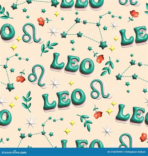 Leo Cute D Illustration Zodiac Signs Seamless Pattern Zodiac Icons Astrological Pattern