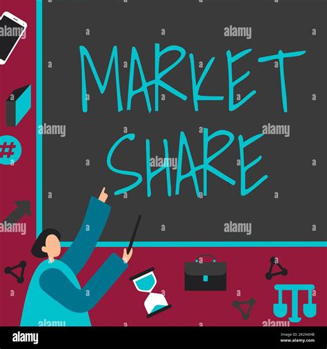 Writing Displaying Text Market Share Word Written On The Portion Of A Market Controlled By A