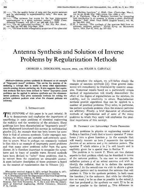 Pdf Antenna Synthesis And Solution Of Inverse Problems By Regularization Methods Dokumentips