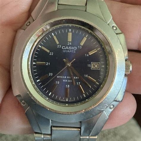 Vintage Casio Mens Quartz Mtp 3050 Blue Face Watch Water Resist 50m New Battery Watchcharts