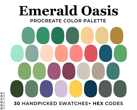 Emerald Green Procreate Color Palette Procreate Color Etsy Uk Green